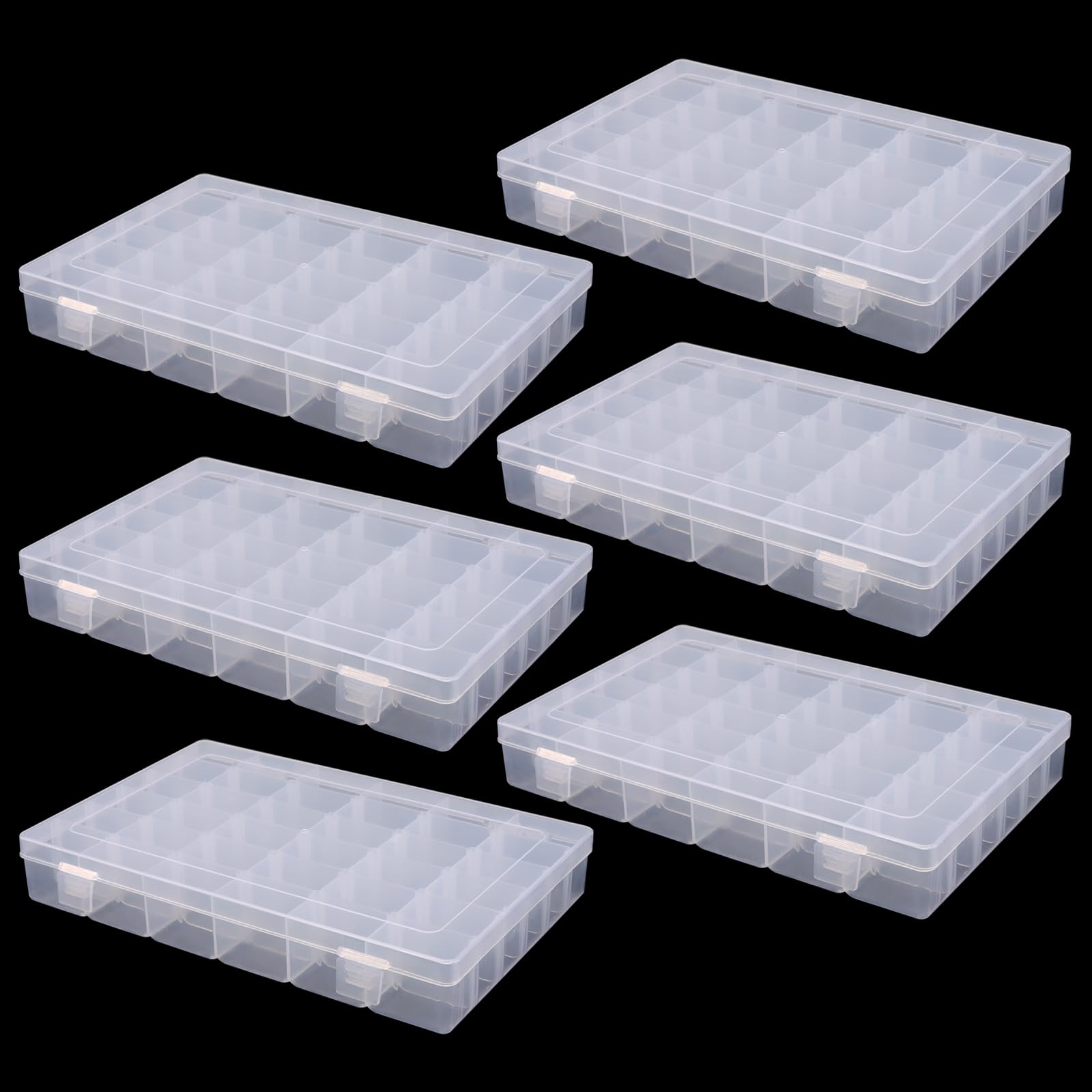 MOUYAT 6 Pack 36 Grids Clear Plastic Organizer Boxes, Adjustable Craft ...