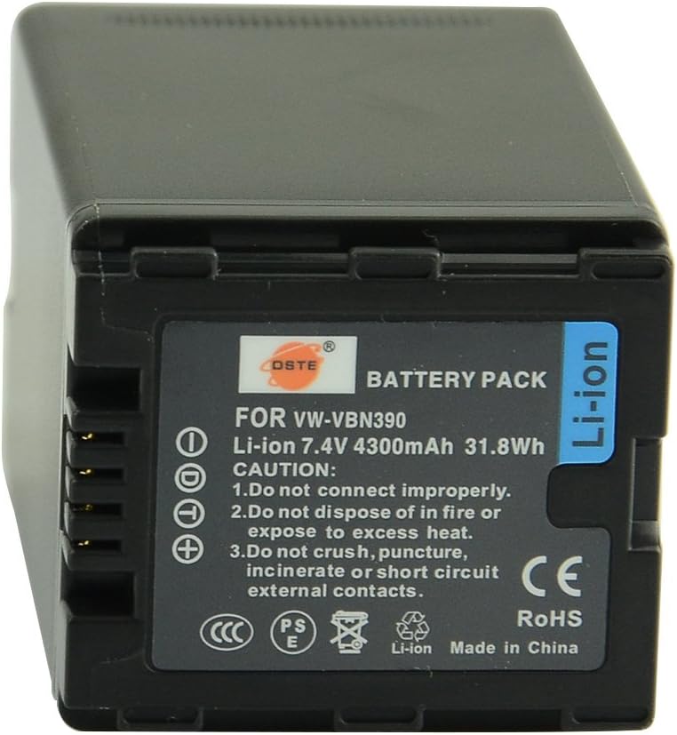 DSTE® VW-VBN390 Replacement Li-ion Battery for Panasonic HDC-SD800GK HC ...