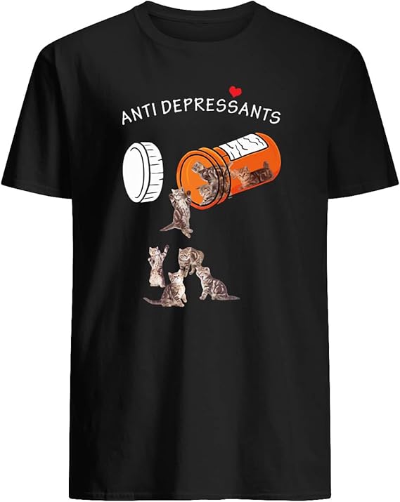 AKDesigns More Cats Anti-depressants T-Shirt : Amazon.co.uk: Clothing