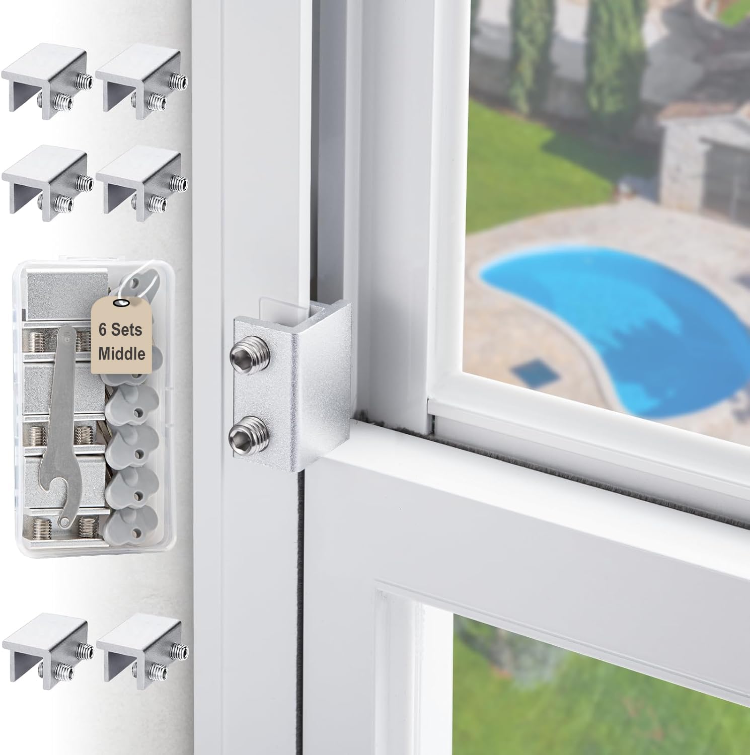 6 Sets Sliding Window Locks with Key, Window Locks for Up and Down ...
