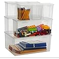 Amazon.com: EZOWare 9 Pieces Clear Plastic Flip Top Latching Storage ...