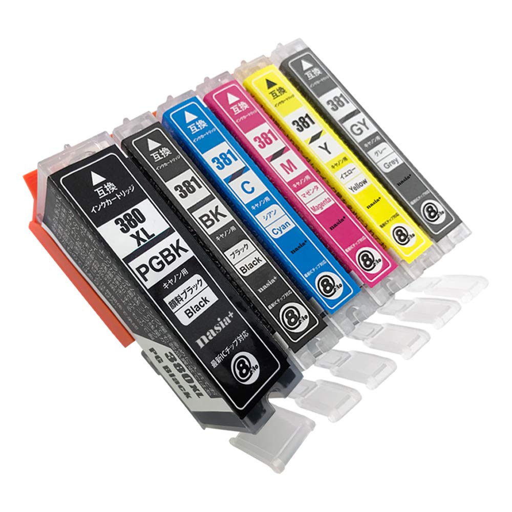 Amazon | Canon BCI-381XL(BK/C/M/Y/GY) + BCI-380XL(PGBK) 【顔料/大容量/6色マルチパック】 Hyper互換インクカートリッジ ...