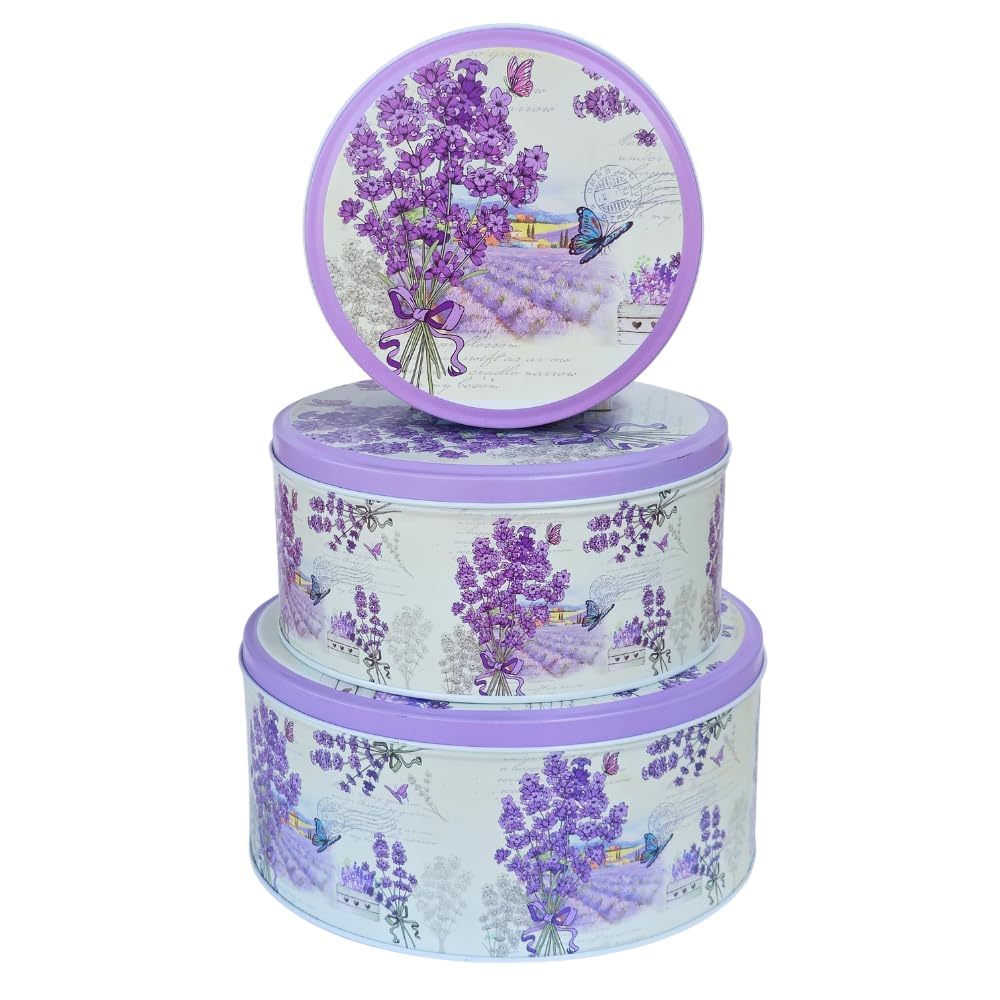 Pack of 3 Stackable Round Metal Tin Containers With Lids – Multipurpose ...