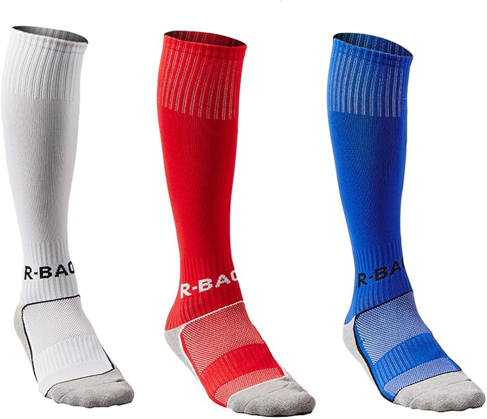 3 Pairs Boys Cushioned Support Football Socks Kids Non Slip Long ...