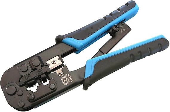 Pinza crimpadora (para conectores RJ45, 8P8C, RJ12, 6P6C, RJ11 y 6P4C, con cremallera): Amazon ...