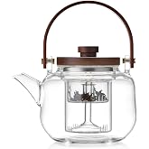 Amazon.com | Glass Teapot with 2 Infusers 1100ml/37.2 fl oz, Heat ...