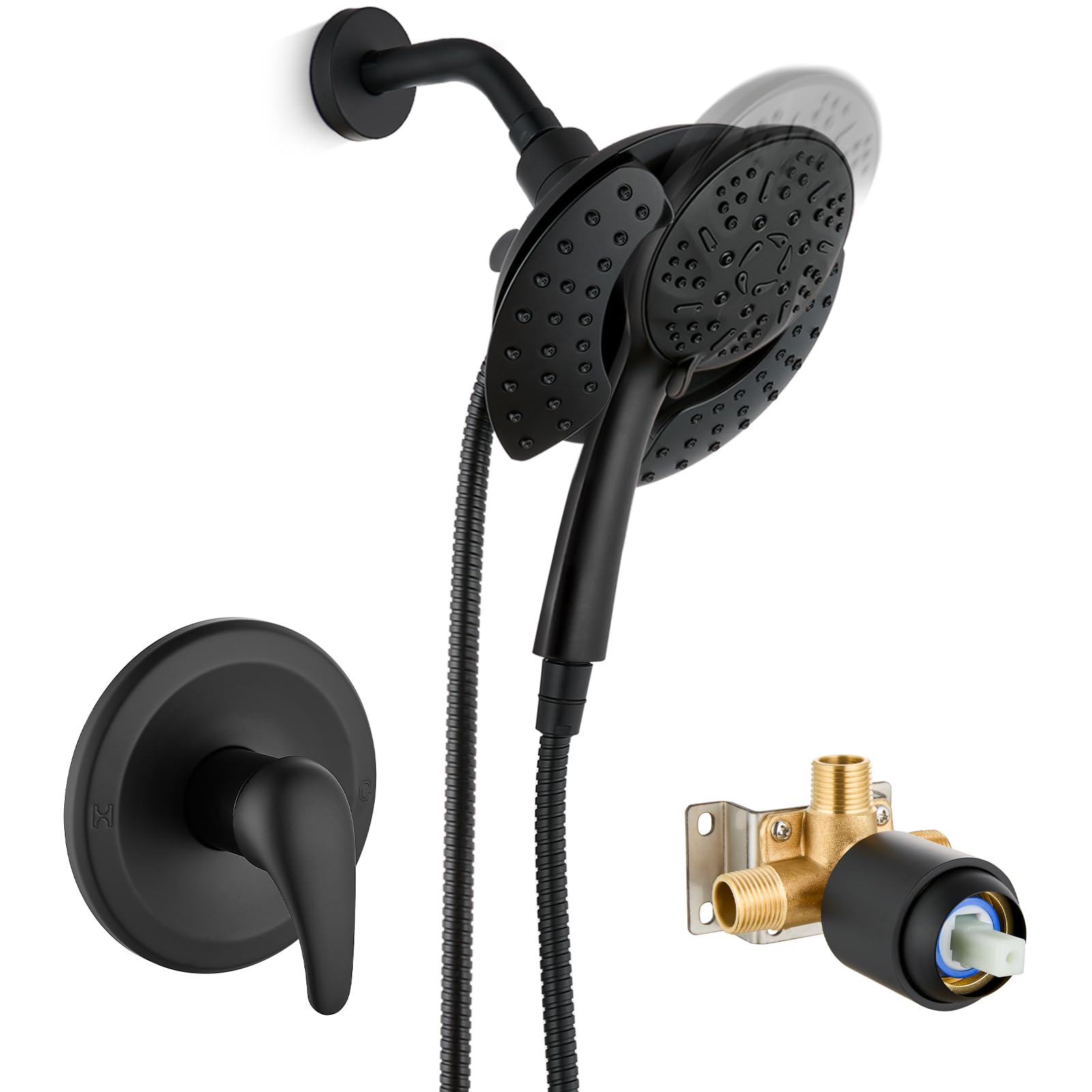 Single Handle Shower Faucet Set with Valve,Shower Trim Kit with 9-Spray ...