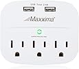 Amazon.com: Maxxima 3 Outlet Dual USB Grounded Adaptor Plug 2.4A Port ...