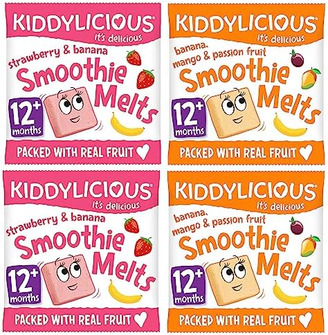 Kiddylicious Smoothie Melts Variety Pack (2x Strawberry, Banana & 2x ...