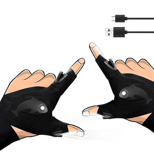 LED Rechargeable Flashlight Gloves, Gifts for Men, for Dad, Cool ...