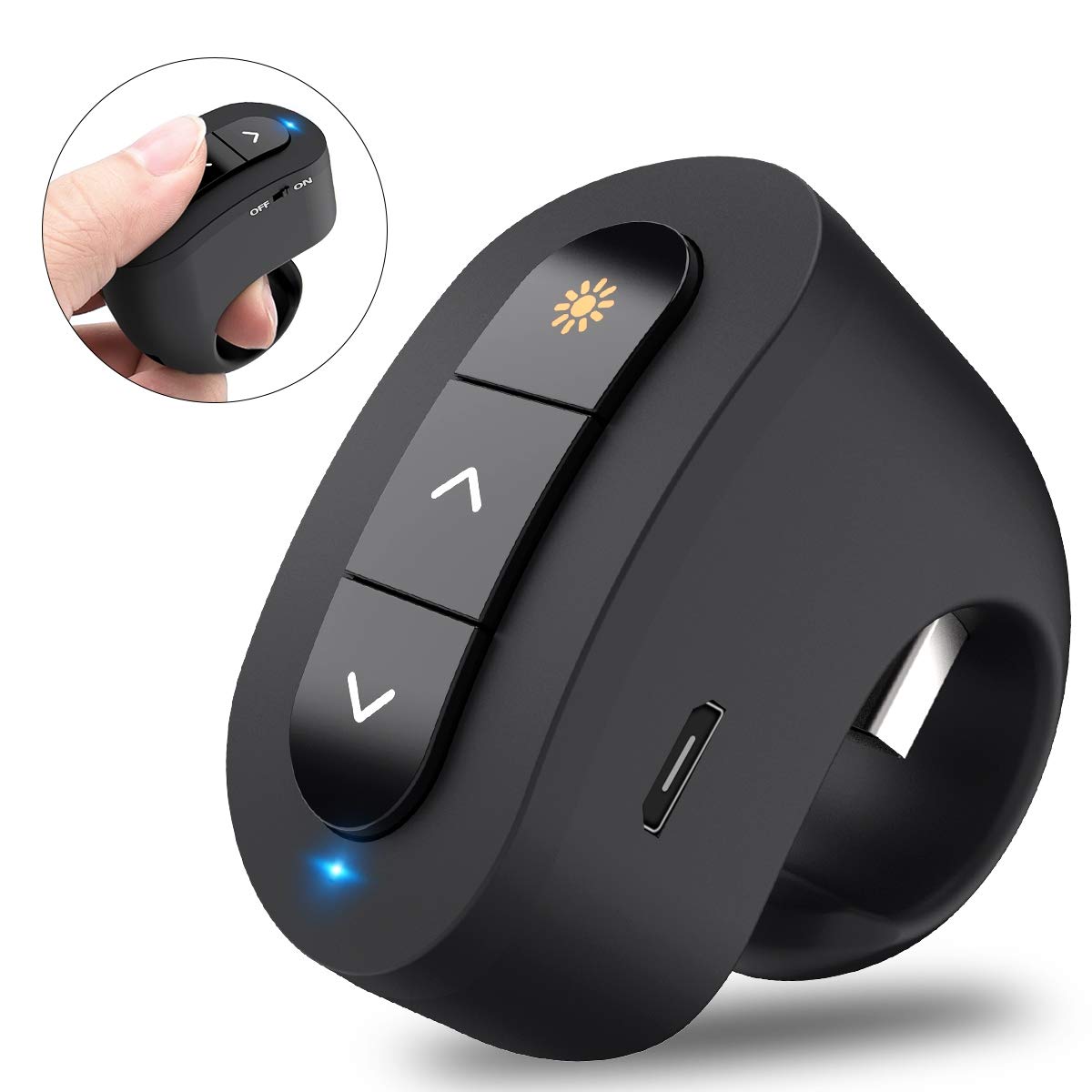 Beboncool Presenter Clicker Rf 2 4ghz Presentation Finger Ring Pointer ...