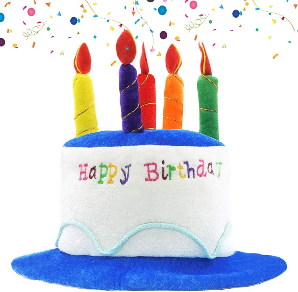 Sombrero de feliz cumpleaños, sombrero de cumpleaños de felpa con velas ...
