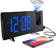 Electrohome Projection Alarm Clock with AM/FM Radio, Battery Backup ...