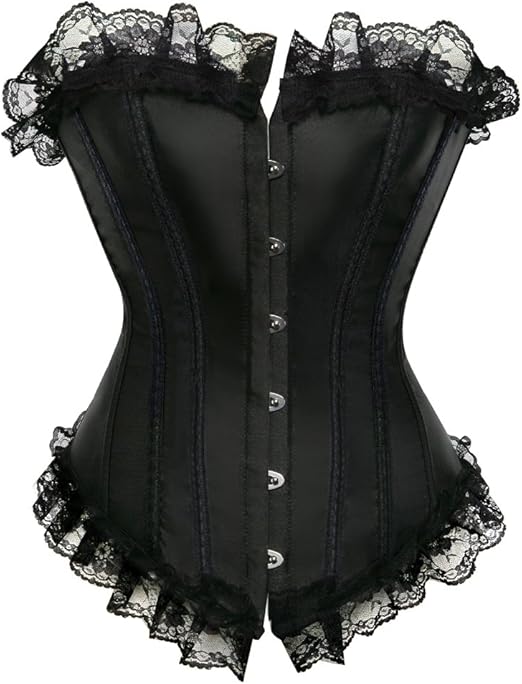 Grebrafan Womens Basques and Corsets Lacing Satin Lace Trim: Amazon.co ...