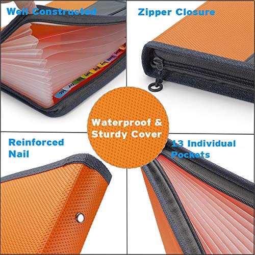 Sooez 13 Pocket Expanding File Folder With Sticky Labels Accordion File Folder Document