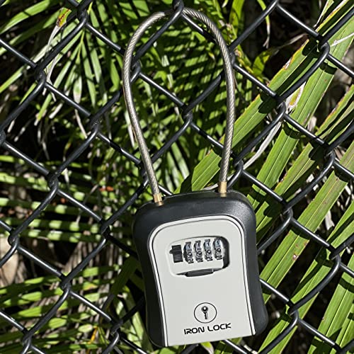 Iron Lock® Portable and Wall Mounted Cable Shackle Key Lock Box Indoor ...