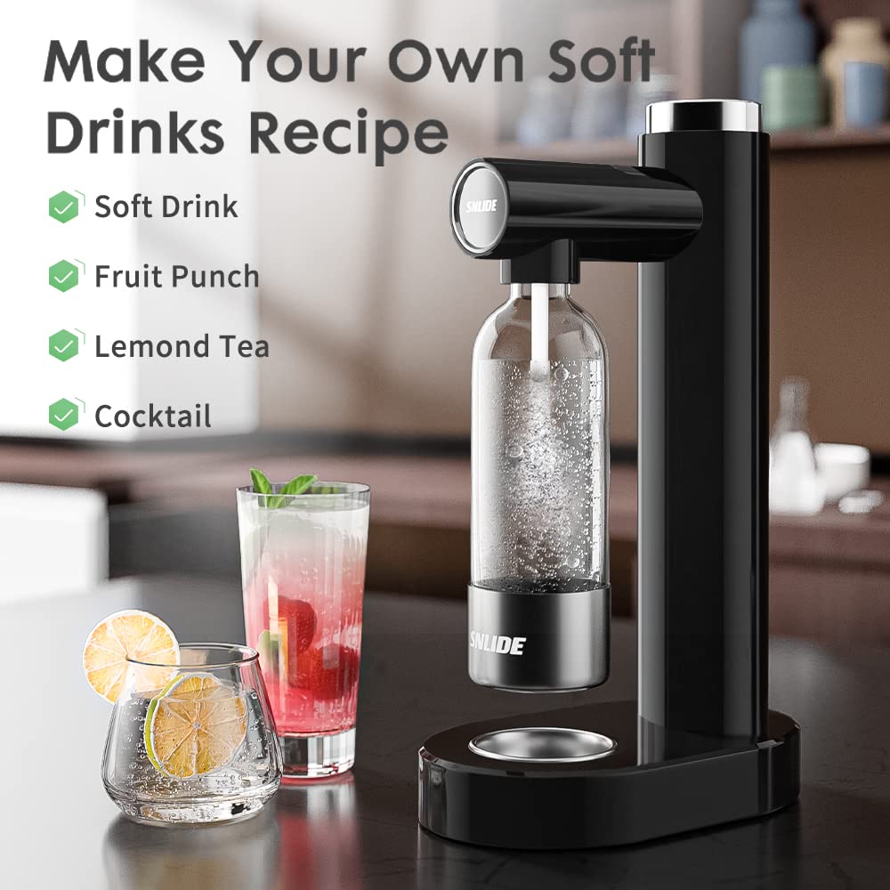 SNLIDE Soda Maker, With Aluminium Cylinder With CO2, Soda Water Machine With 1L Pet Bottle & DIY ...