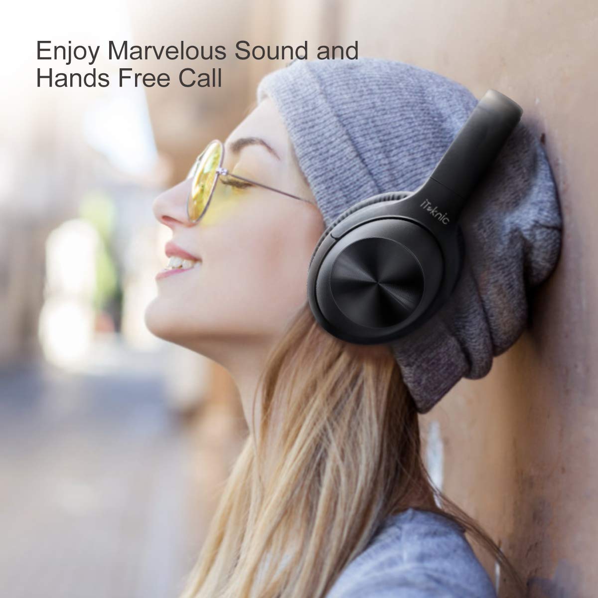 iTeknic Active Noise Cancelling Headphones [Upgraded] Over Ear Wireless ...