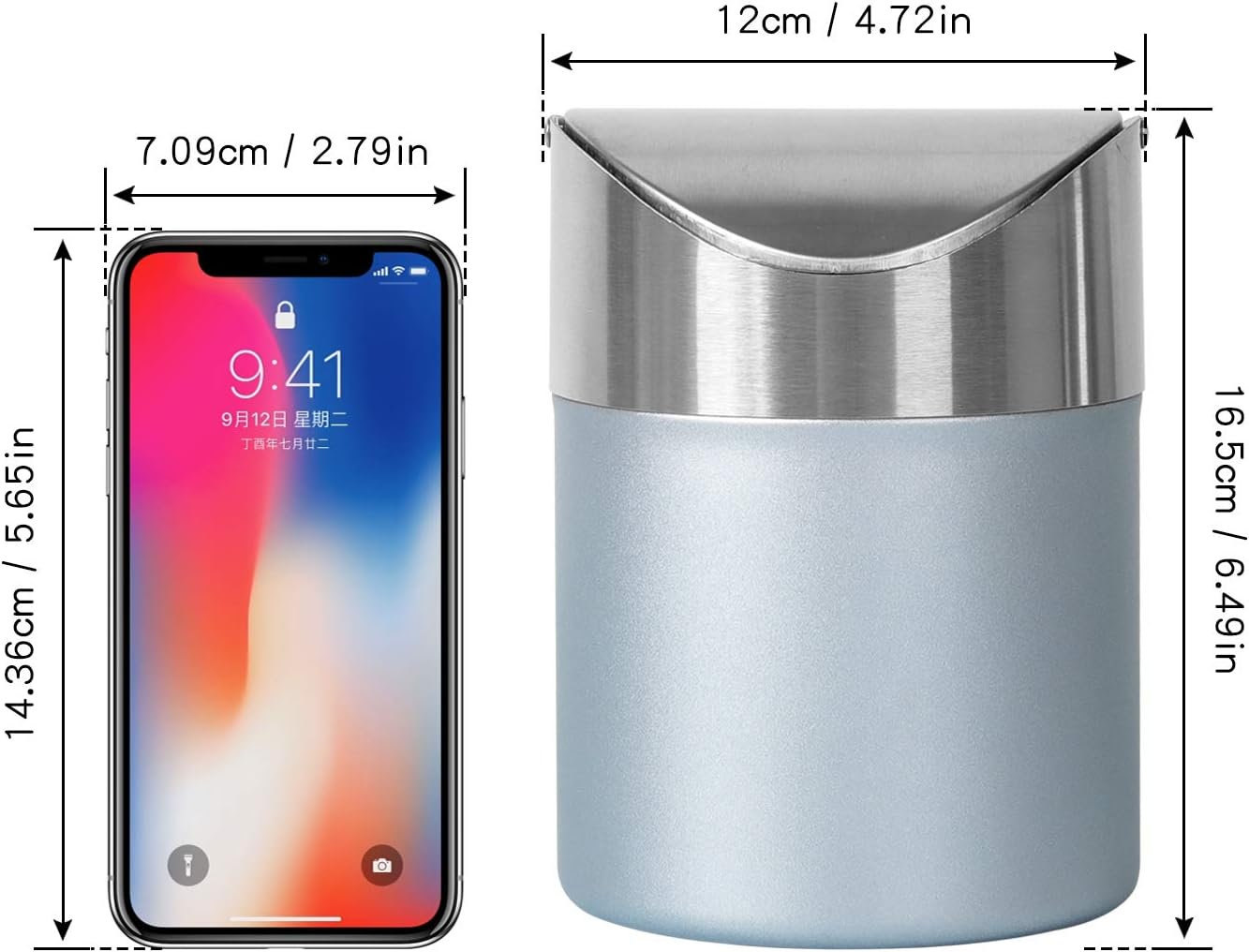 TWFRIC Mini Dustbin with Lid, Trash Can Small Desktop Bin Indoor ...