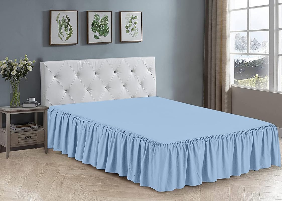Ruffled Bed Skirt Queen Size - Dust Ruffle with Split Corners - Queen ...