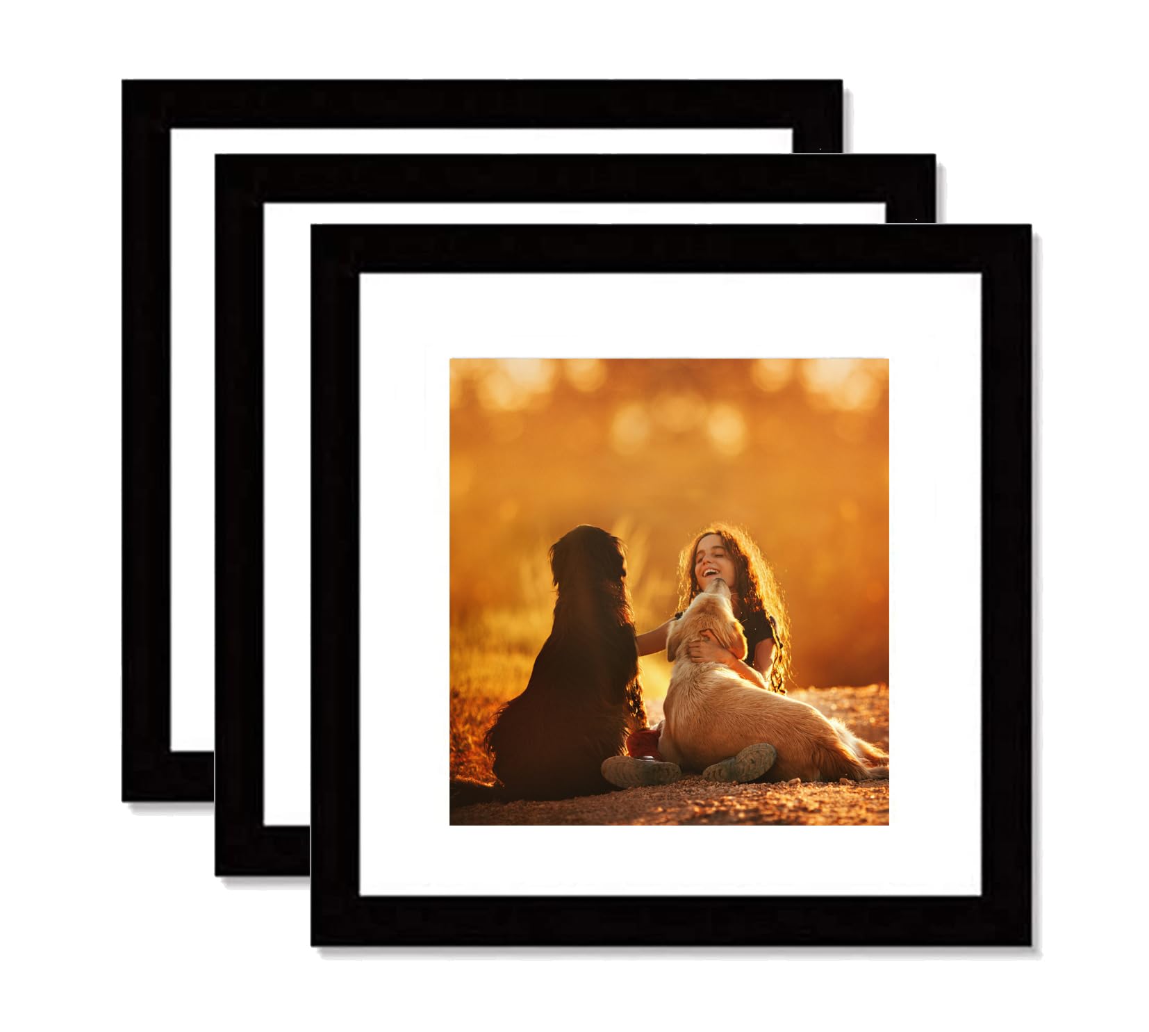 KOOCHOICE 8x8 Black Picture Frame Set of 3,5x5 Photo Frame with Mat ...