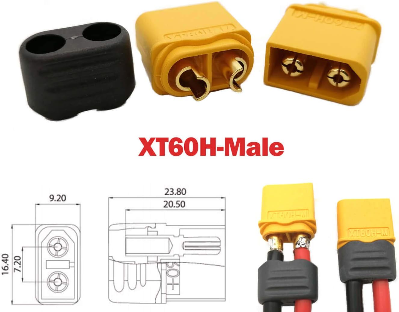 Upgrades XT60 Connectors 12awg wire 5.9inch and Functional Wire Cover ...