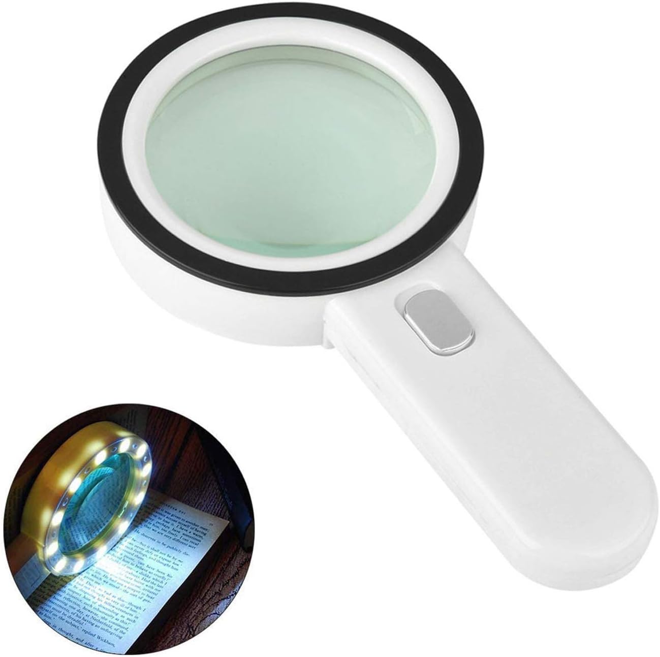 lupa,Lupa de Mano Grande con 12 Luz LED,30X Portátil Lupas para Lectura ...