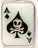 Metal Enamel Pin Badge Biker Grinning Skull in Black Ace of Spades ...