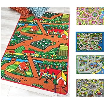 Amazon.com : Fun Kid's Country Farm Life Mat Animal and Tractor Area ...