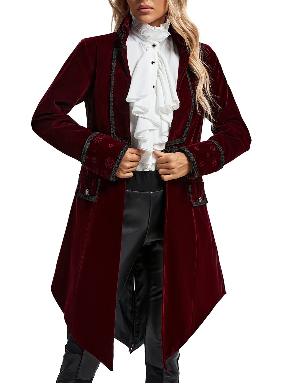 SUPLEAP Women’s Victorian Gothic Vintage Tailcoat Pirate Jacket ...