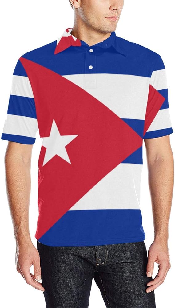 Lumos3DPrint Cuba Flag Men's Polo Shirt at Amazon Men’s Clothing store