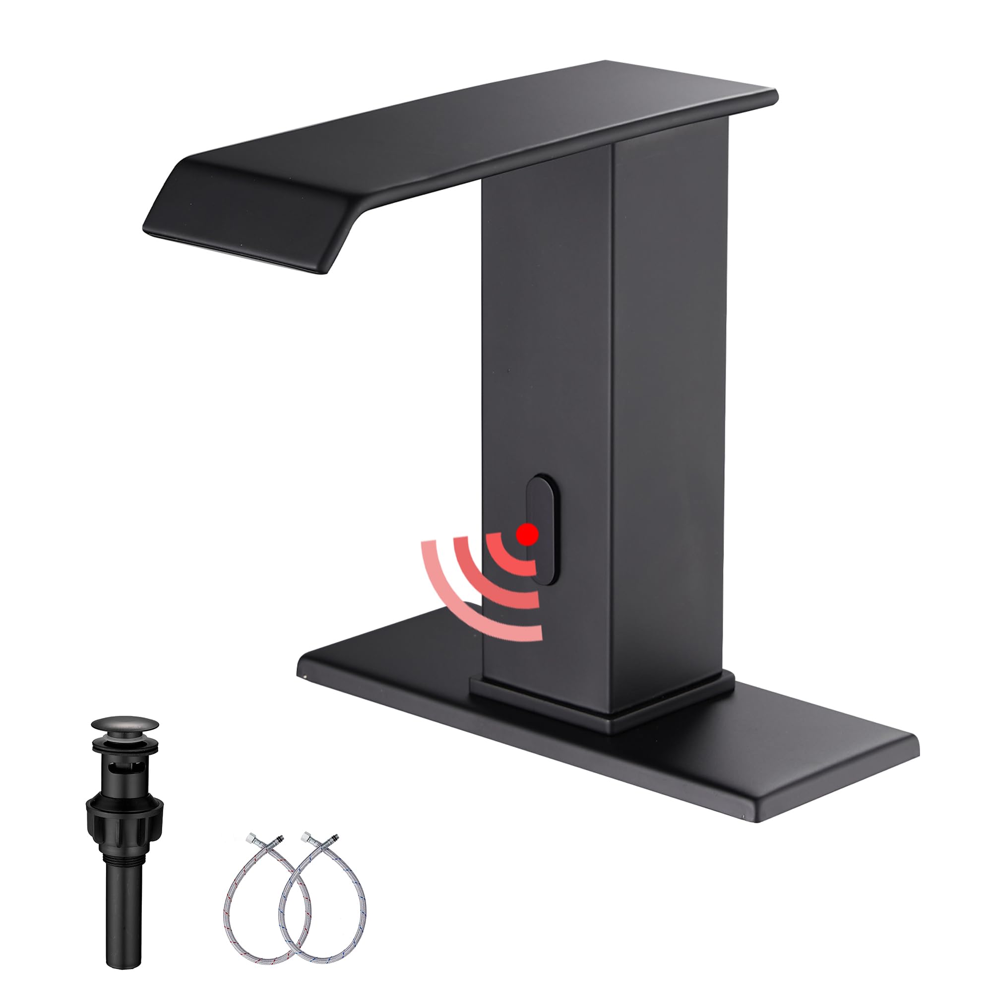Matte Black Automatic Sensor Touchless Bathroom Sink Faucet with Drain ...