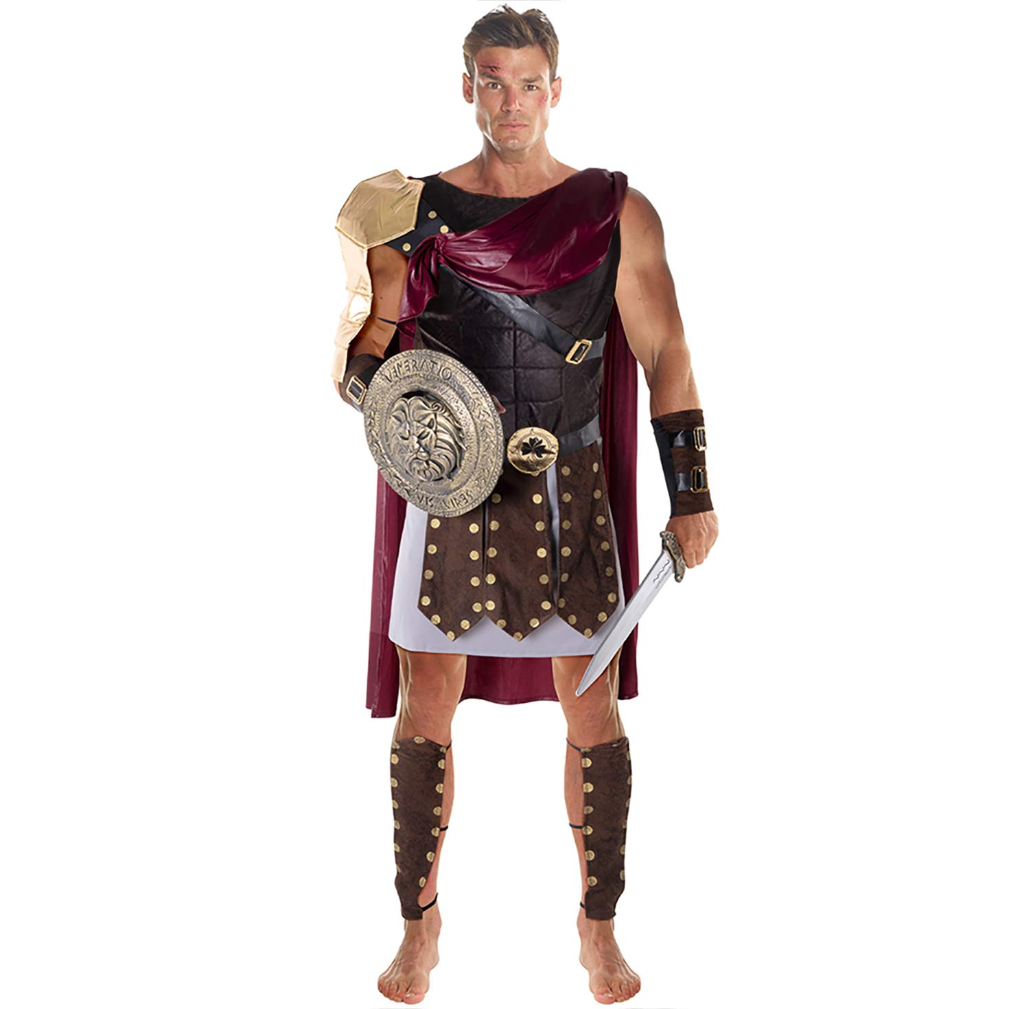 Morph Mens Brown Roman Gladiator Fancy Dress Soldier Adults Costume ...