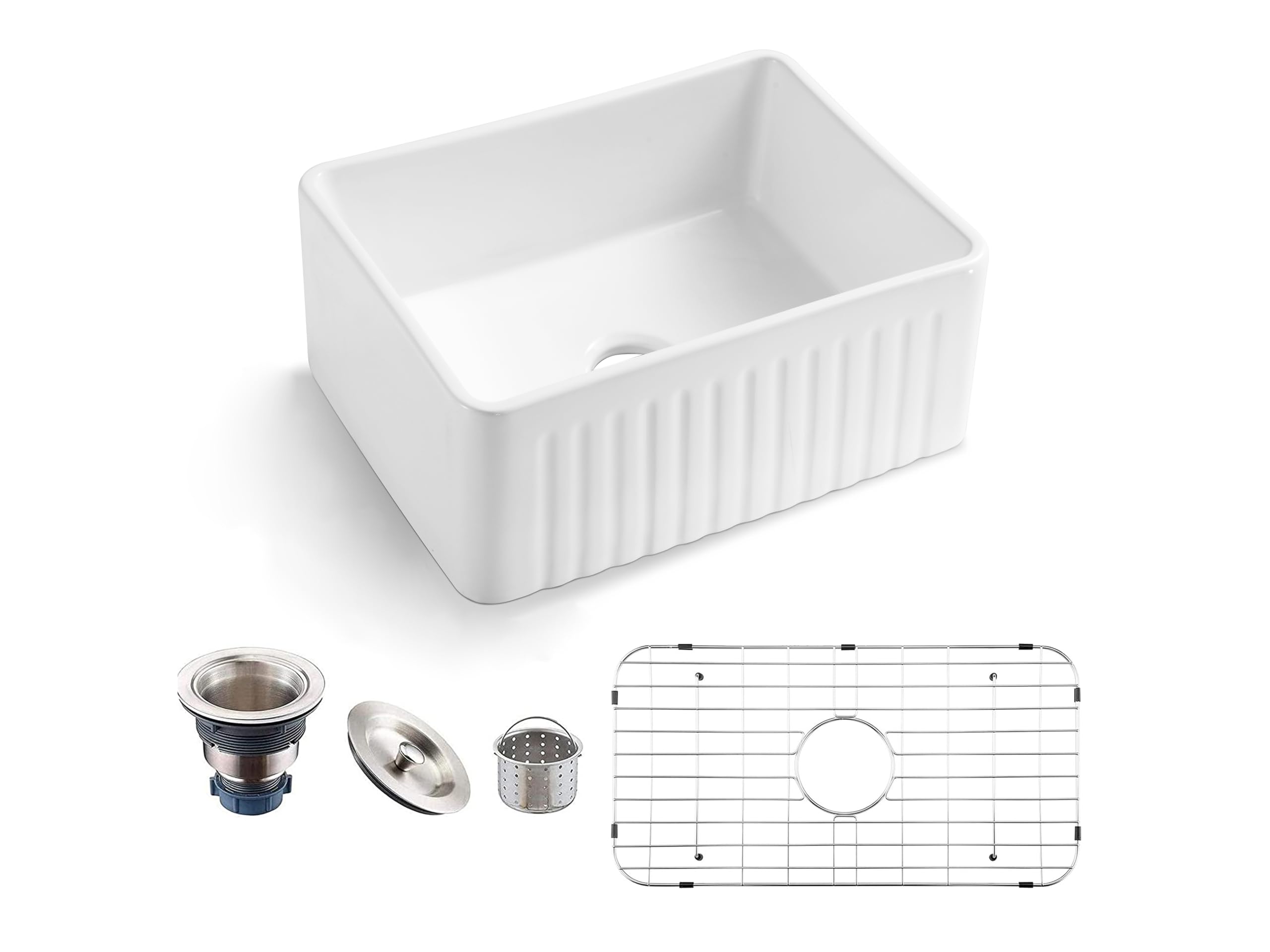 MEJE 24x18-inch Farmhouse Ceramic Kitchen Sink, Small Apron-front Sink ...