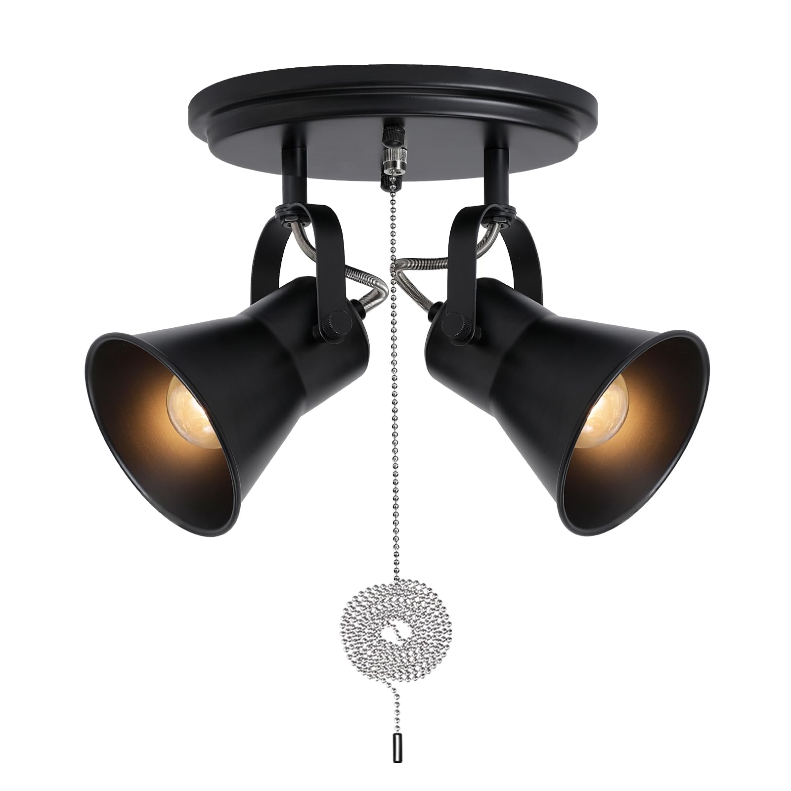SEEBLEN 2-Light Black Track Lighting with Pull Chain, Industrial ...
