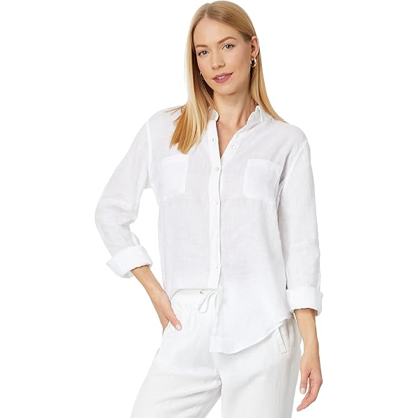 Lilly Pulitzer Sea View Button-Down Beckon Blue LG at Amazon