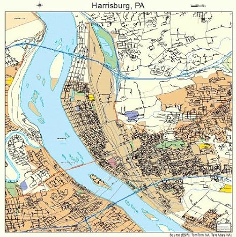 Amazon.com: Large Street & Road Map of Harrisburg, Pennsylvania PA ...