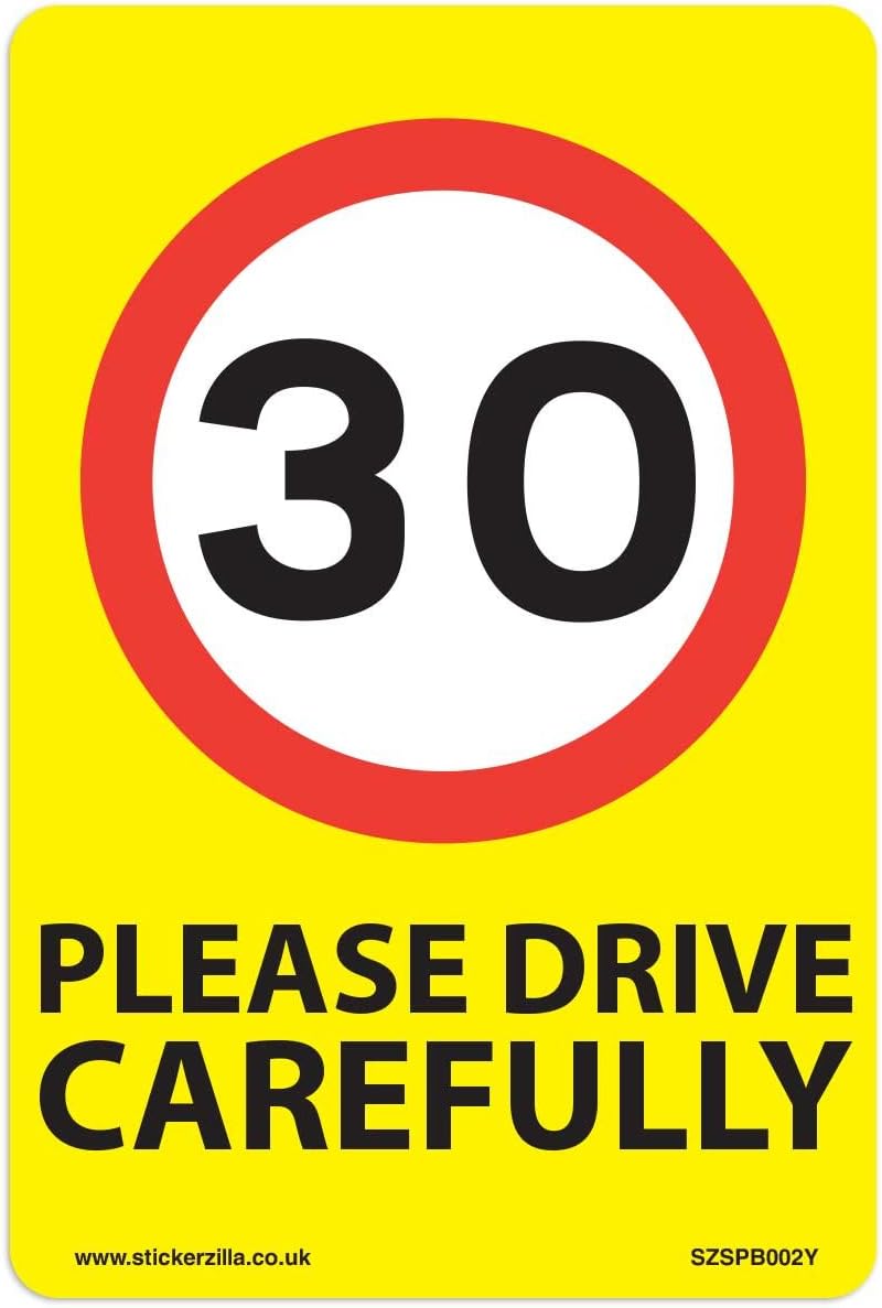 30 Mph Speed Signs [6 X Pack] – A5 Vinyl Stickers, Yellow Background ...