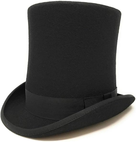 8" Tall Victorian Style Black Wool Top Hat - Stovepipe Hat S/M/L/XL/XXL ...