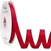 Amazon.com: Ribbli Red Satin Ribbon Double Faced Satin 1/4 Inch x ...
