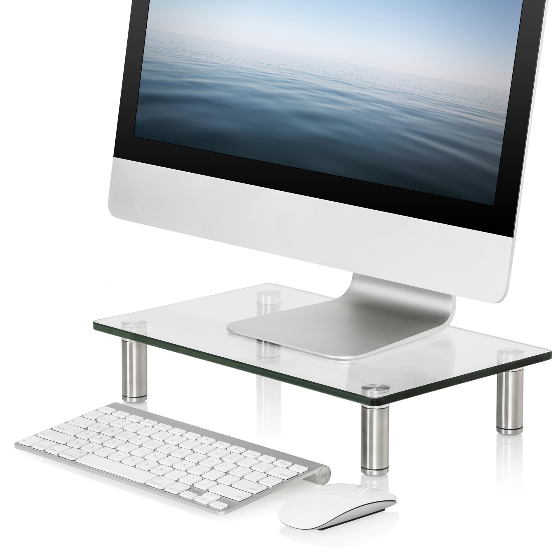 FITUEYES 1 Pack Monitor Stand –Adjustable Glass Computer Monitor Riser ...