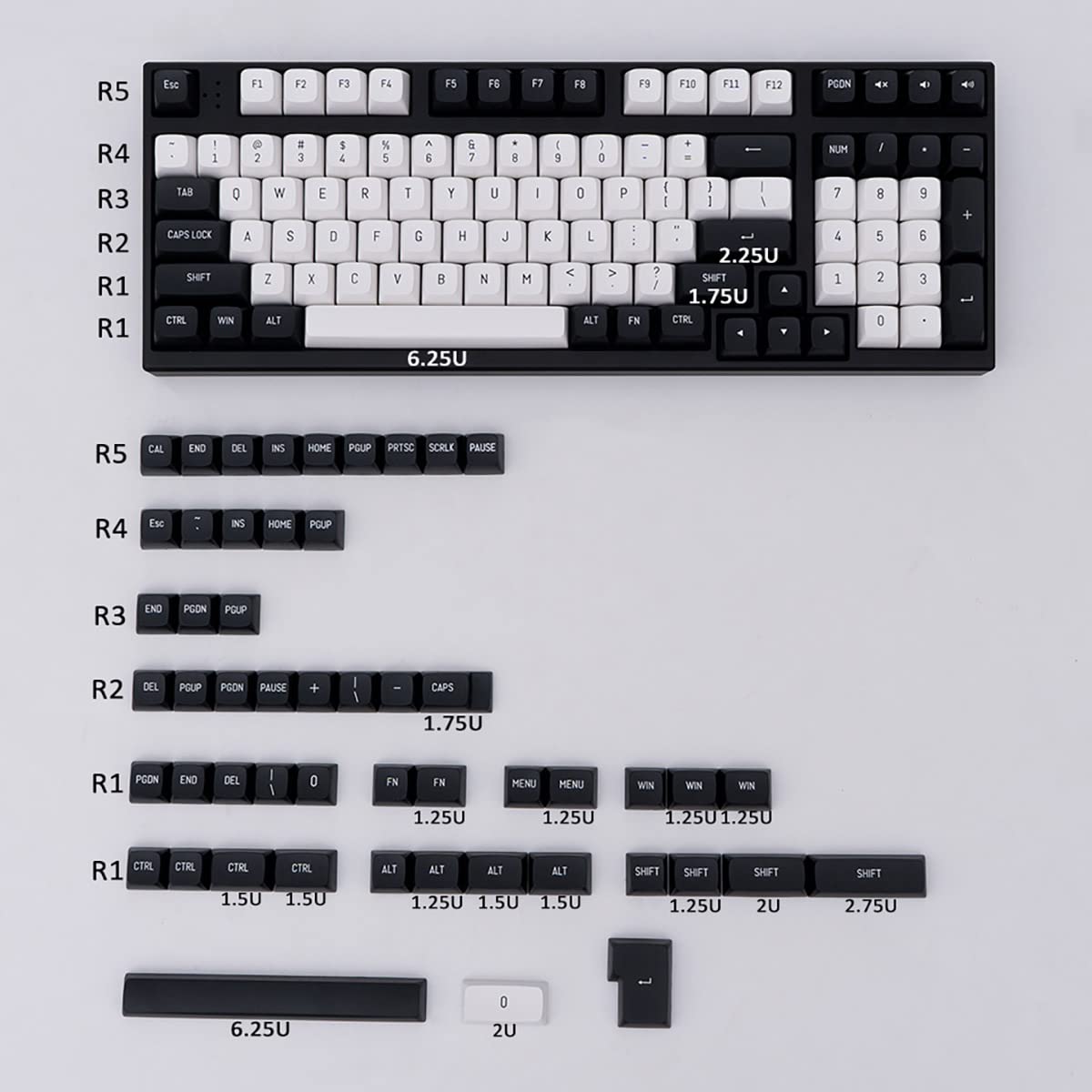 Mua Double Shot Keycaps 150 Keys MSA Profile ISO/ANSI Layout Black and ...
