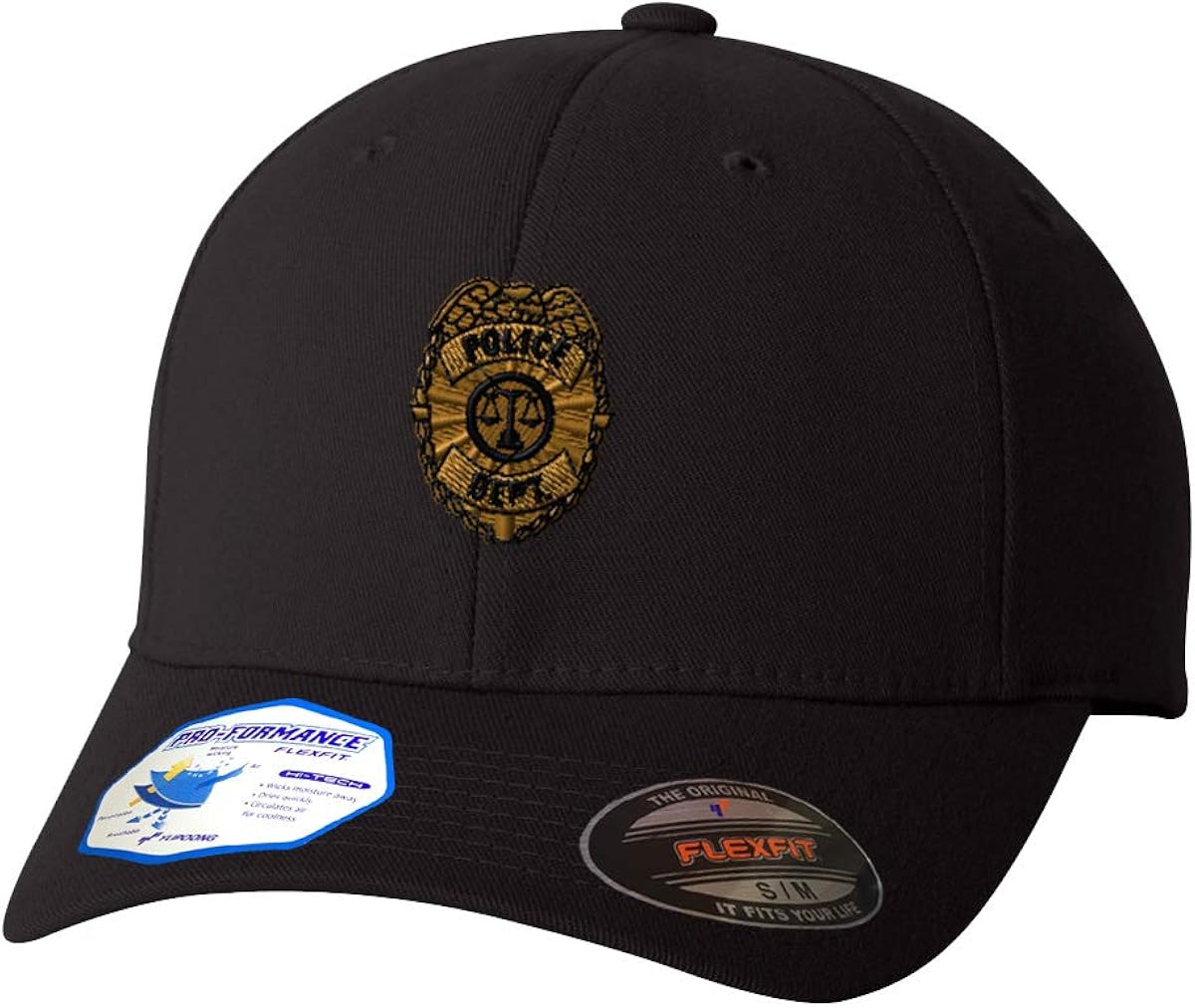 Flexfit Hats for Men & Women Police Department Badge Embroidery Dad ...