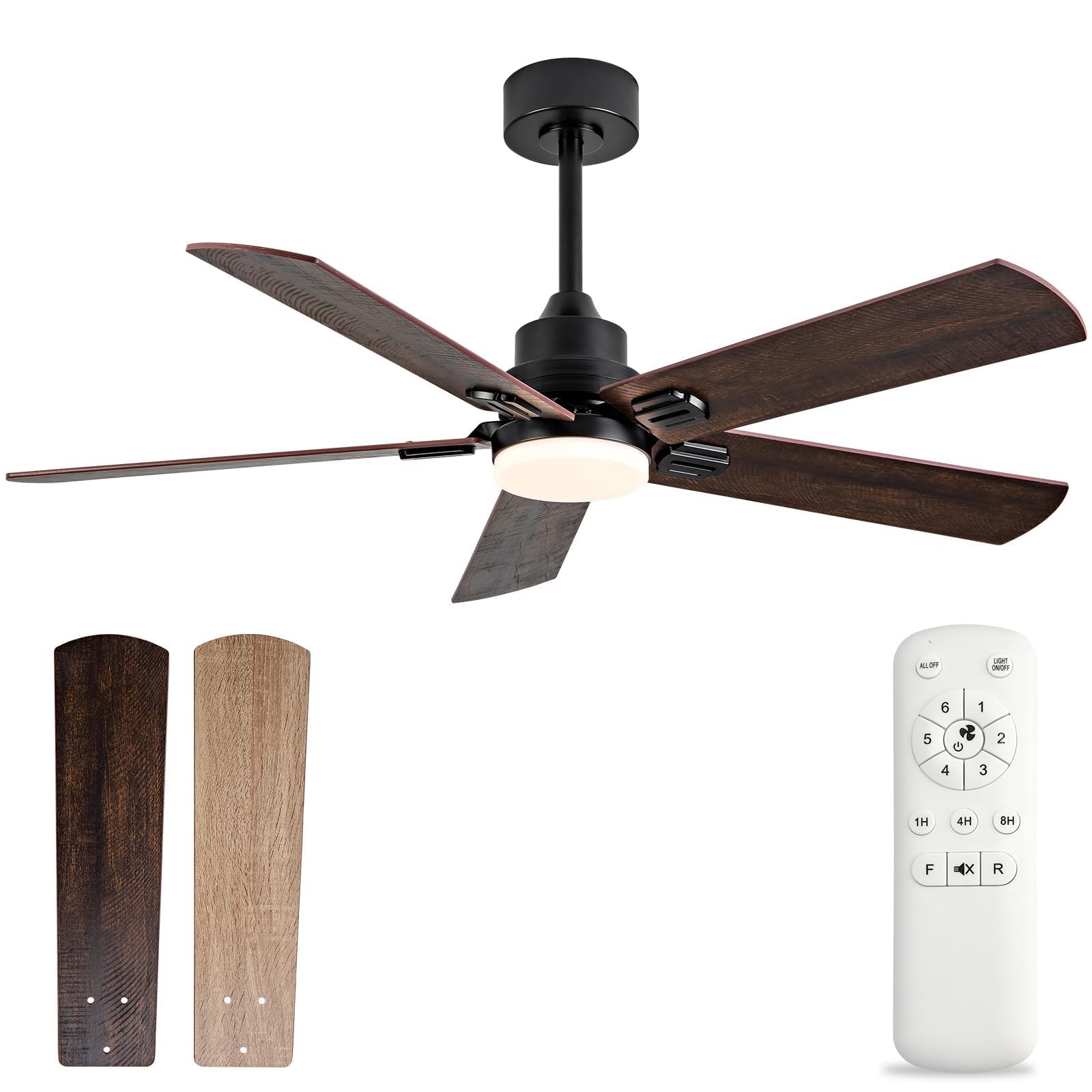 BOOMJOY Ceiling Fans with Lights,52 Inch Ceiling Fan with Remote,Modern ...
