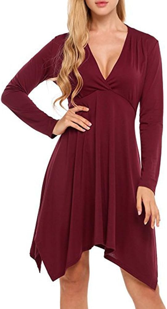 KJSEXY Nuevas Mujer Vestido de Fiesta Cuello V Camiseta Floja Casual ...