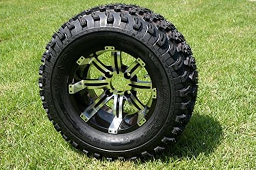 JZM 12" Machined & Black Tempest Golf Cart Wheel and All Terrain Tire ...
