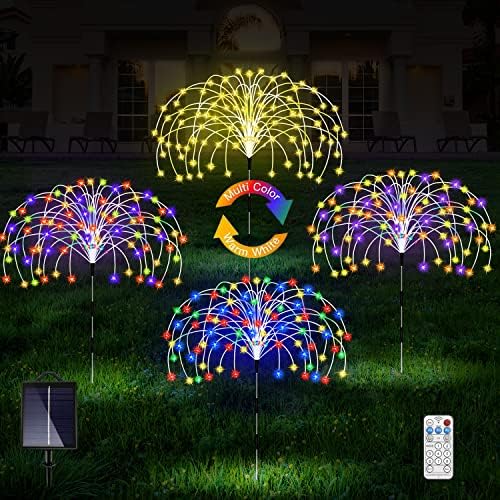 Outdoor Solar Garden Lights,4Pack Fireworks Solar Garden Lights ...