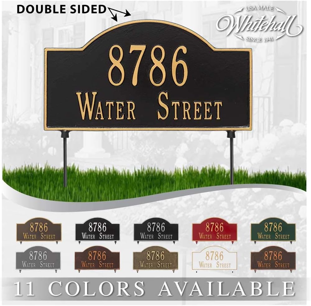 Amazon.com : Metal Address Plaque Personalized Cast Double Sided Lawn ...