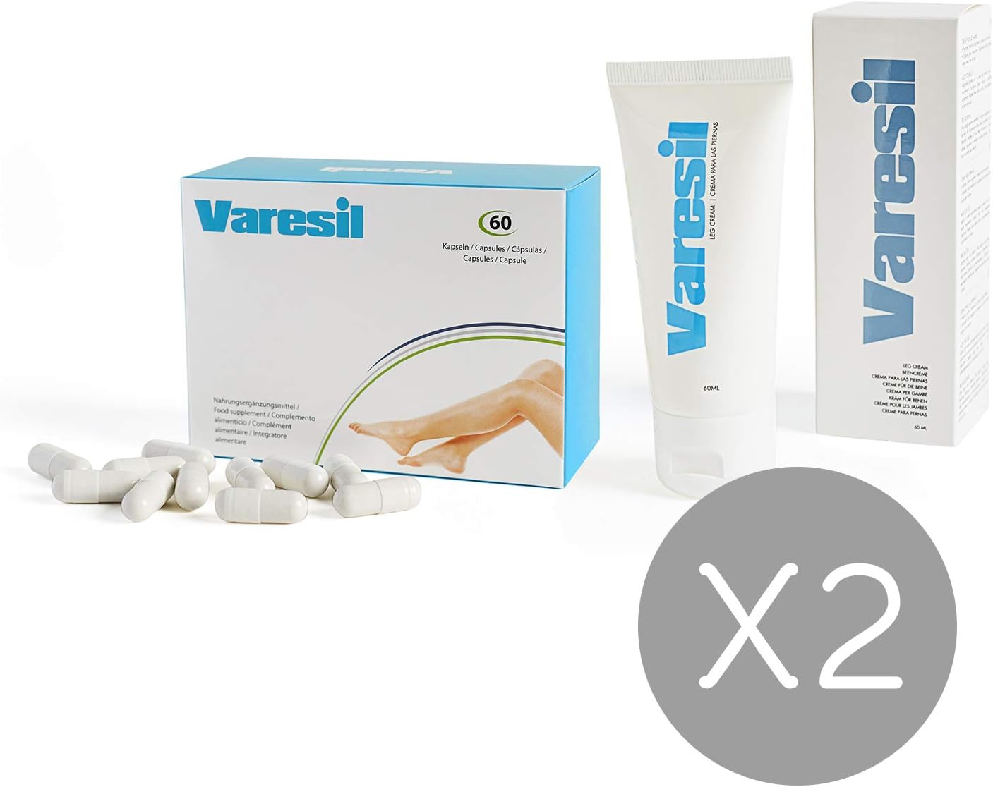 Varicose Veins - 2 Varesil Pills + 2 Varesil Cream: Pills and Cream to ...