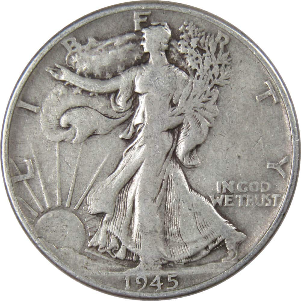 1945 Liberty Walking Half Dollar VG Very Good 90% Silver 50c US Coin ...